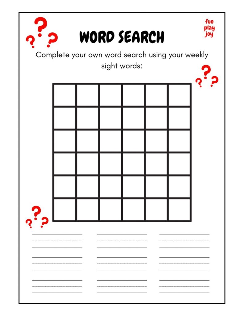 sight word search